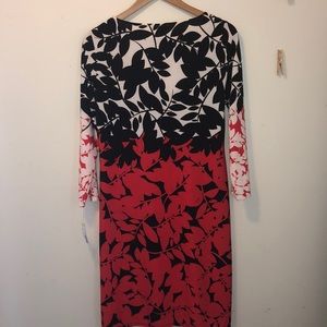 Covington | Dresses | Covington Medium Leaf Print Shift Dress W Stretch ...